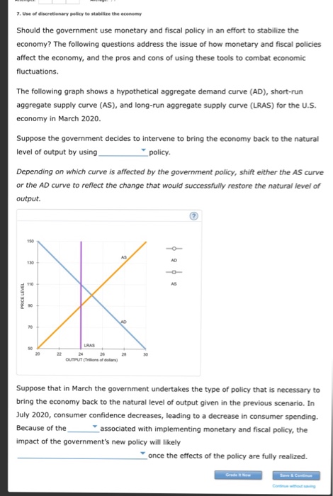 Solved Should the government use monetary and fiscal policy | Chegg.com