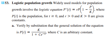 Solved 53. Logistic population growth Widely used models for | Chegg.com