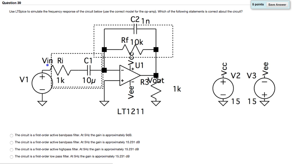 Solved Use LT Spice to simulate the frequency response of | Chegg.com
