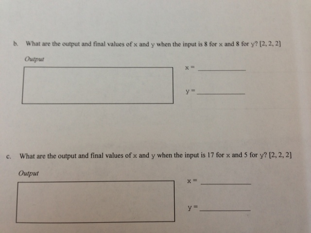 Solved b. What are the output and final values of x and y | Chegg.com