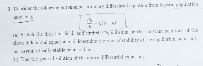 Solved 3. Consider the following autonomous ordinary | Chegg.com
