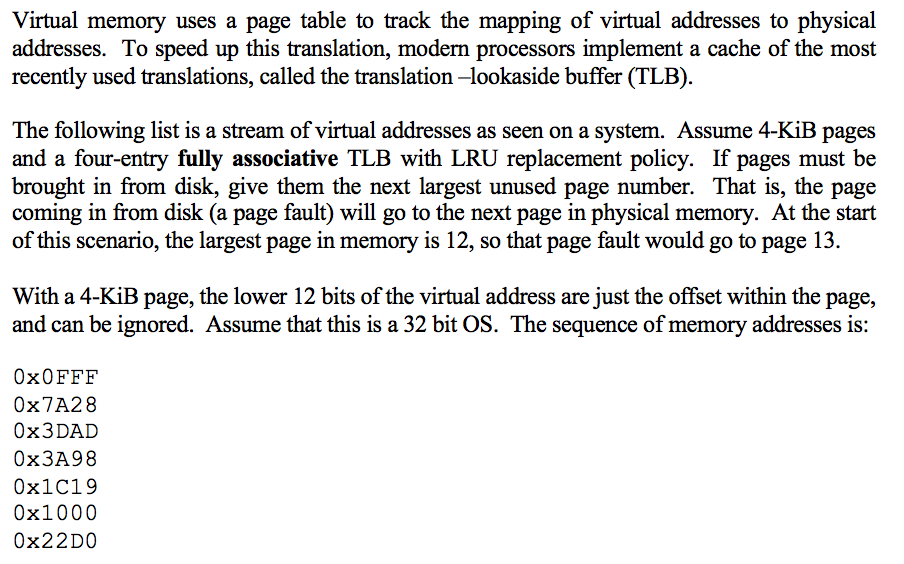 Solved Virtual memory uses a page table to track the mapping | Chegg.com
