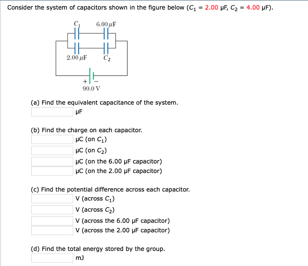 Solved Consider the system of capacitors shown in the figure | Chegg.com