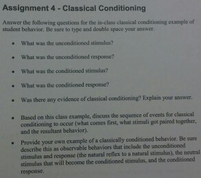 For the in-class classical conditioning example of | Chegg.com