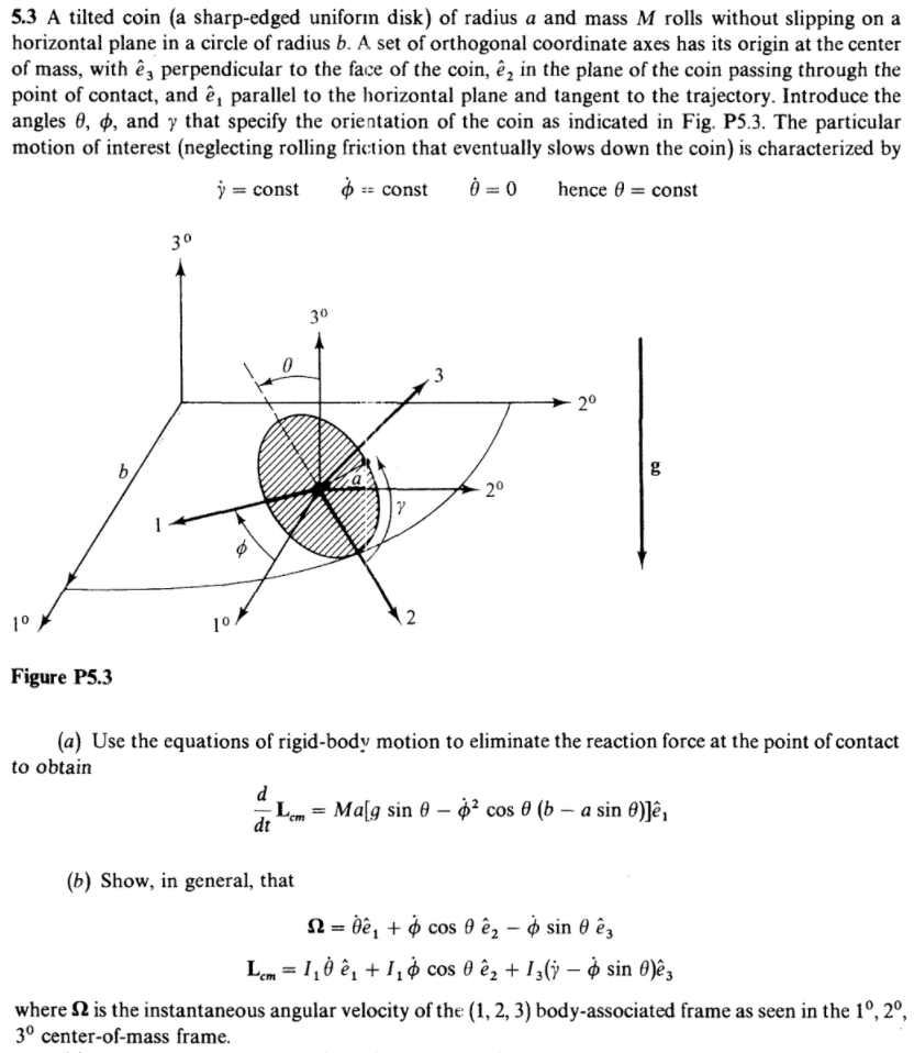 Solved 5.3 A tilted coin (a sharp-edged uniform disk) of | Chegg.com
