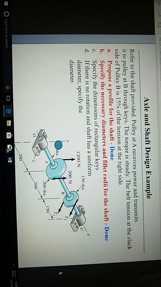 Solved Axle and Shaft Design Example Refer to the shaft | Chegg.com