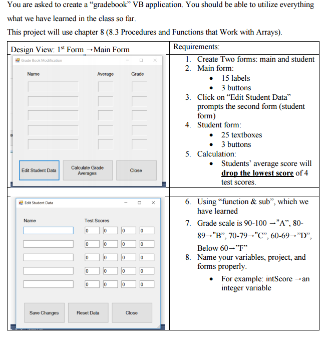 Solved You are asked to create a "gradebook" VB application. | Chegg.com
