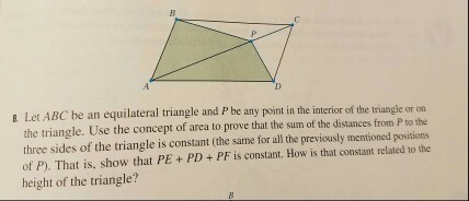 Solved Let ABC be an equilateral triangle and P be any | Chegg.com