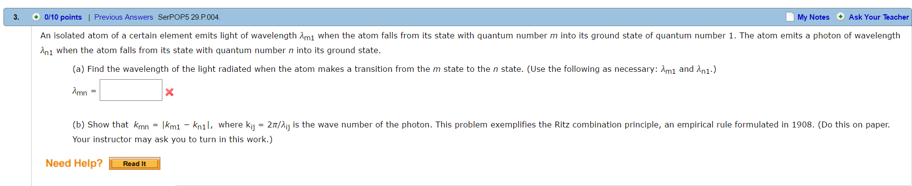 Solved An Isolated Atom Of A Certain Element Emits Light Of