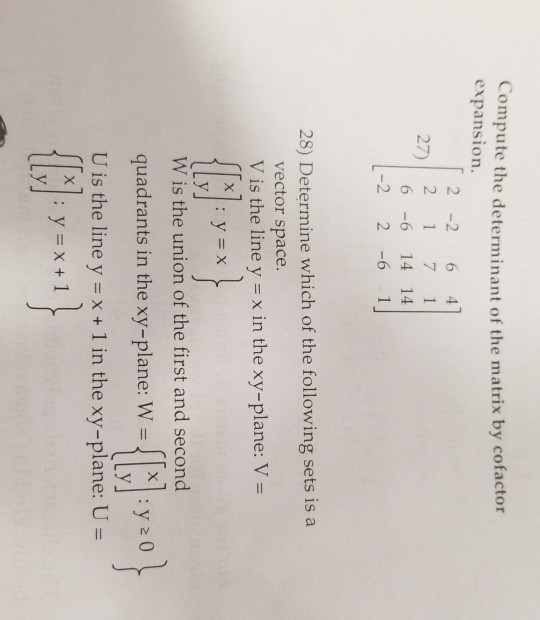 Solved Compute the determinant of the matrix by cofactor | Chegg.com