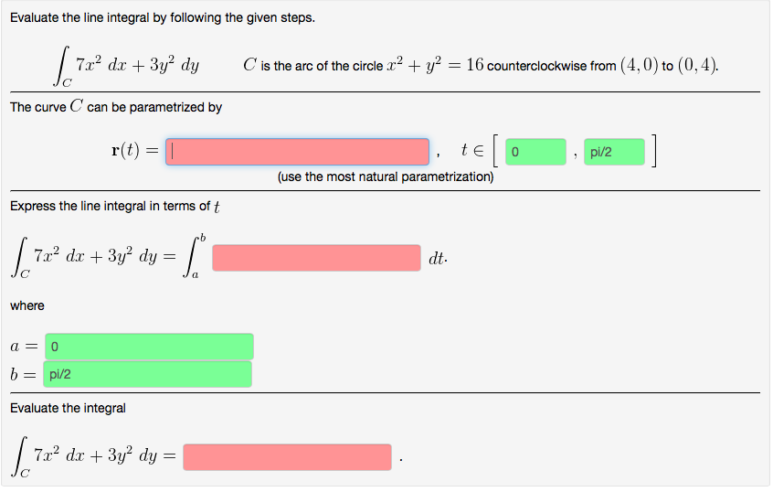 Evaluate the line integral by following the given | Chegg.com