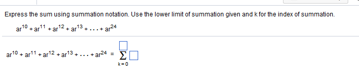 Solved Express the sum using summation notation. Use the | Chegg.com