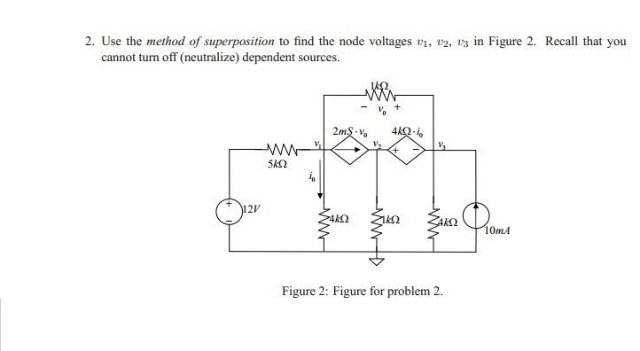 Solved Use ihe method of superposition to find the node | Chegg.com