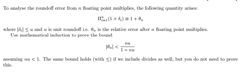 Solved To analyse the roundoff error from n floating point | Chegg.com