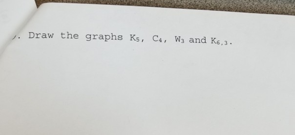 Solved Draw the graphs K_5, C_4, W_3 and K_6, 3. | Chegg.com
