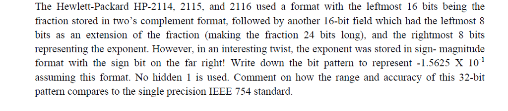 Solved The Hewlett-Packard HP-2114, 2115, and 2116 used a | Chegg.com