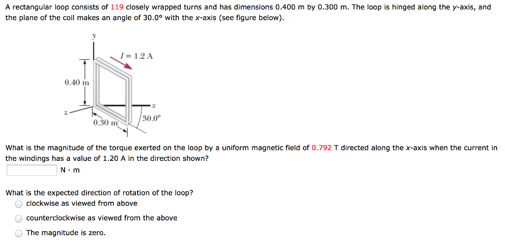 Solved A rectangular loop consists of 119 closely wrapped | Chegg.com