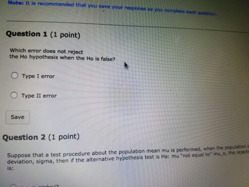 Solved Which error does not reject the Ho hypothesis when | Chegg.com