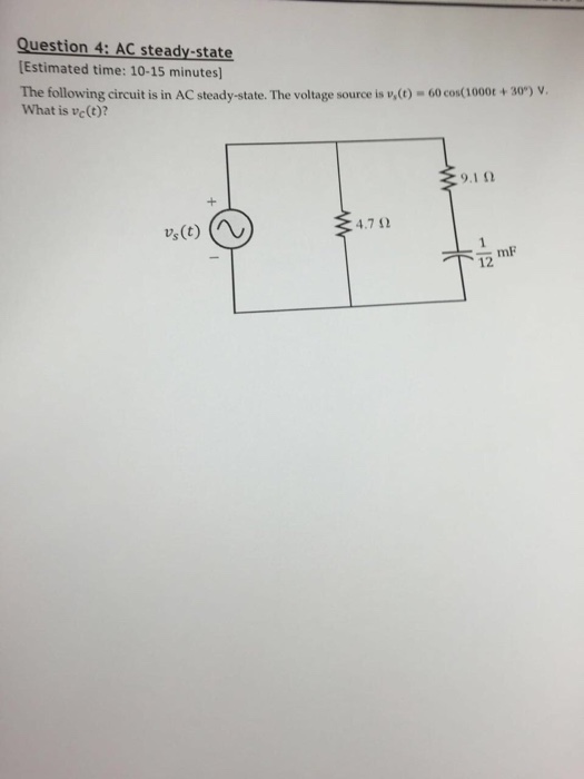 Solved The following circuit is in AC steady-state. The | Chegg.com
