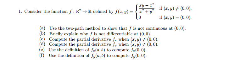 Solved Consider the function f: R^2 rightarrow R defined by | Chegg.com