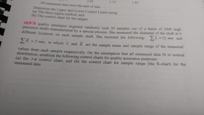 Solved 2.03 1.75 1.85 All measured data have the unit of mm. | Chegg.com