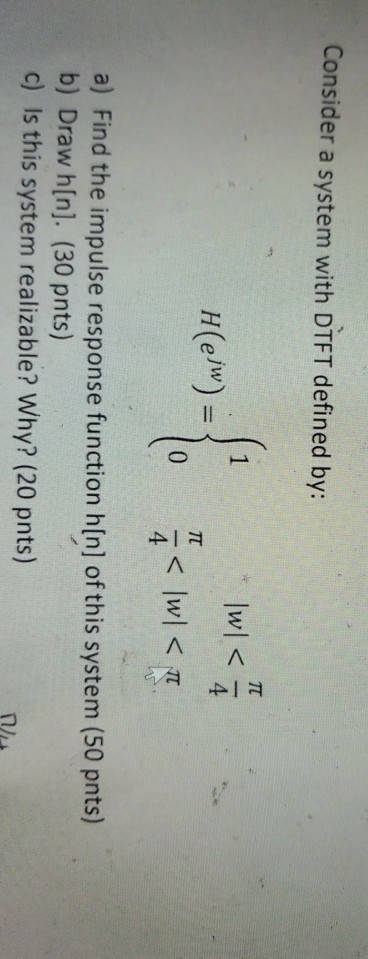 Solved Consider a system with DTFT defined by: 4 a) Find the | Chegg.com
