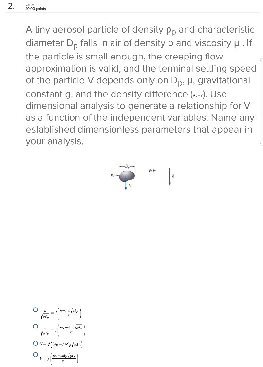 Solved 2. 00 poirts A tiny aerosol particle of density ?p | Chegg.com