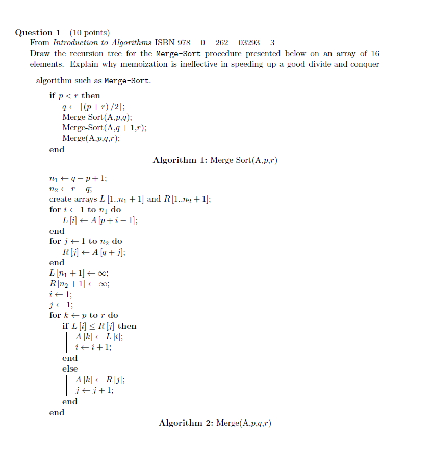 Solved Question 1 (10 points) From Introduction to | Chegg.com