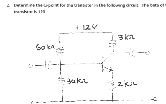 Solved 2. Determine the Q-point for the transistor in the | Chegg.com