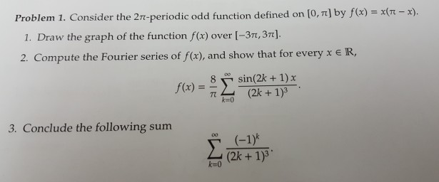 Solved Problem I. Consider the 27-periodic odd function | Chegg.com