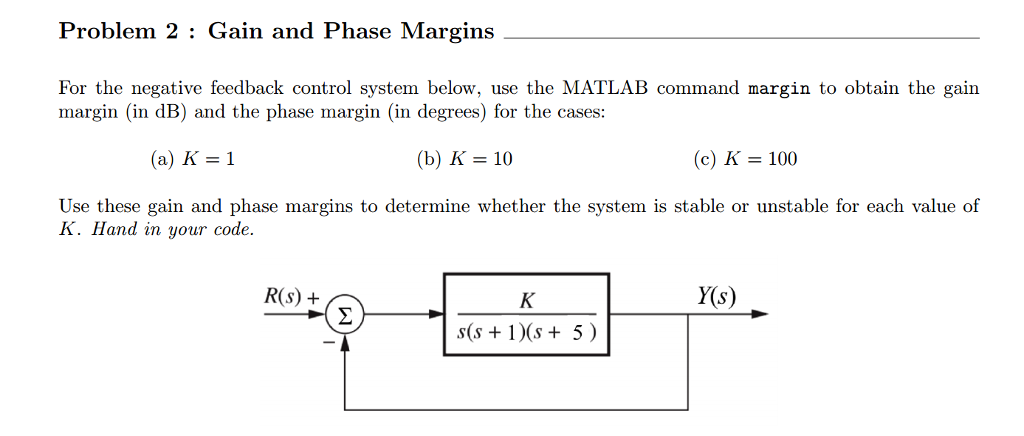 Solved For the negative feedback control system below, use | Chegg.com