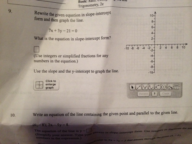 Solved Rewrite the given equation in slope-intercept form | Chegg.com