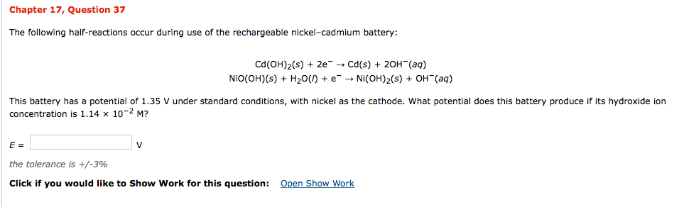 Solved Chapter 17, Question 37 The following half-reactions | Chegg.com