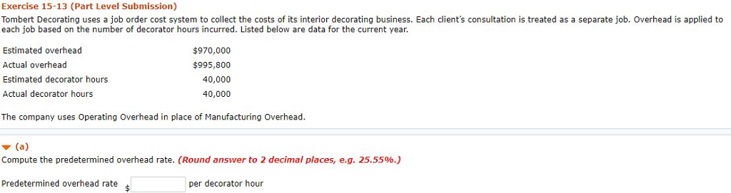 Solved Exercise 15-13 (Part Level Submission) Tombert | Chegg.com