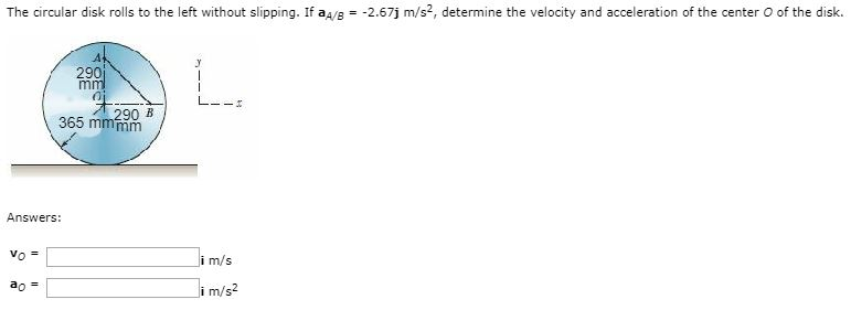 Solved The circular disk rolls to the left without slipping. | Chegg.com