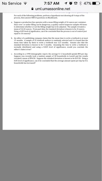 Solved No Service 7:57 AM イ0 47% uml.umassonline.net For | Chegg.com