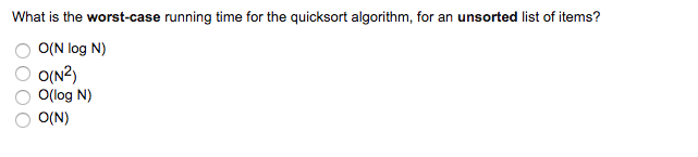 Solved What is the worst-case running time for the quicksort | Chegg.com