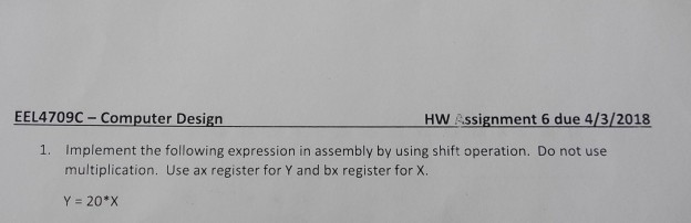Solved EEL4709C- Computer Design HW &ssignment 6 due | Chegg.com