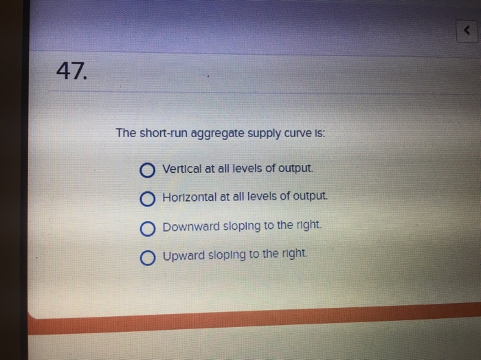Solved The short-run aggregate supply curve is: Vertical at | Chegg.com