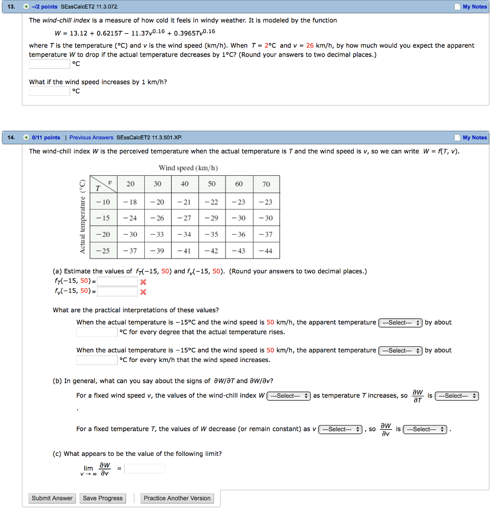 Solved The wind-chill index is a measure of how cold it | Chegg.com