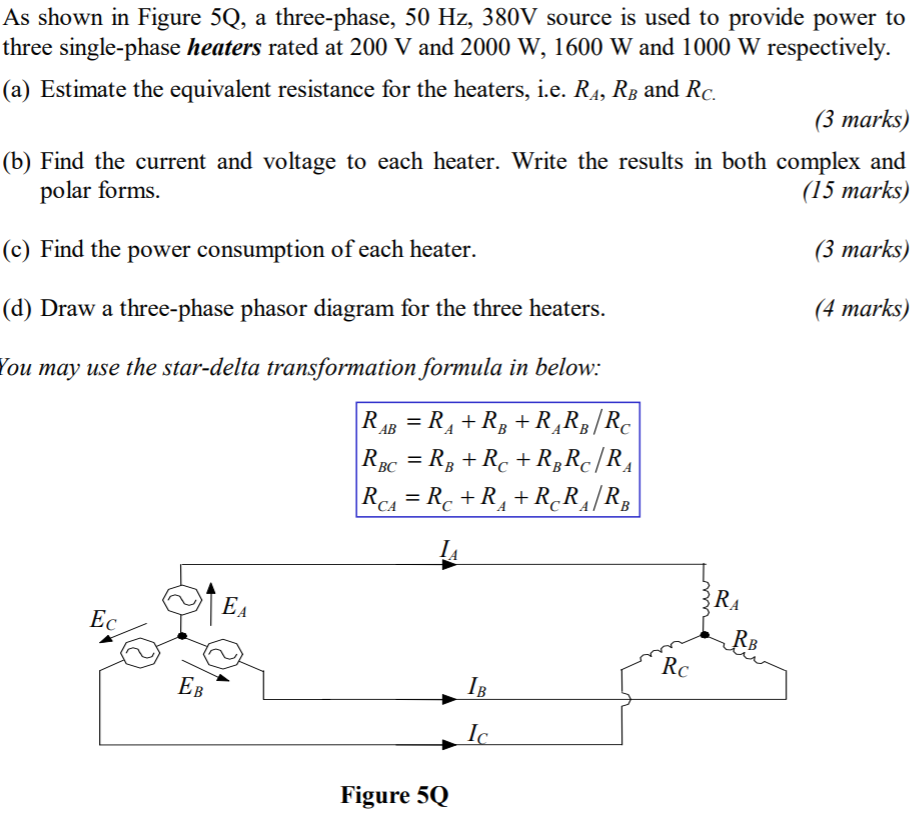 Solved As shown in Figure 5Q, a three-phase, 50 Hz, 380V | Chegg.com