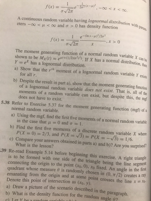 Solved A continuous random variable having lognormal | Chegg.com