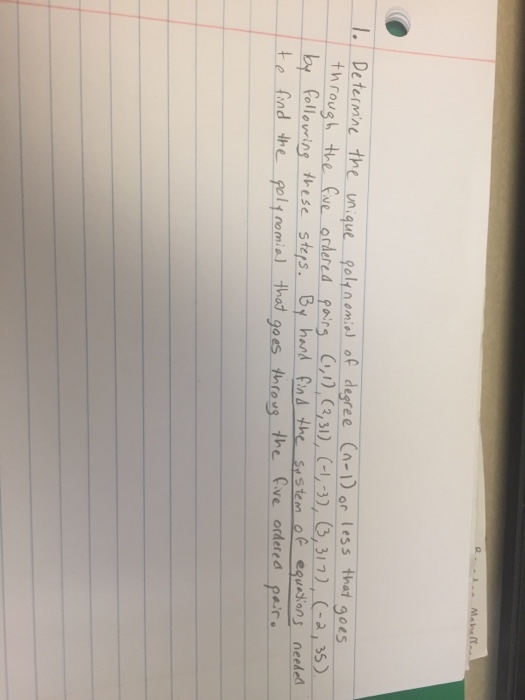Solved Determine the unique polynomial of degree (n-1) or | Chegg.com