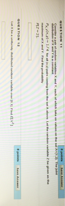 Solved Consider a pair of random variables X and Y, each of | Chegg.com