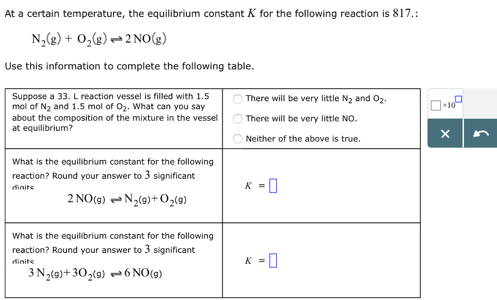 Solved At a certain temperature, the equilibrium constant K | Chegg.com