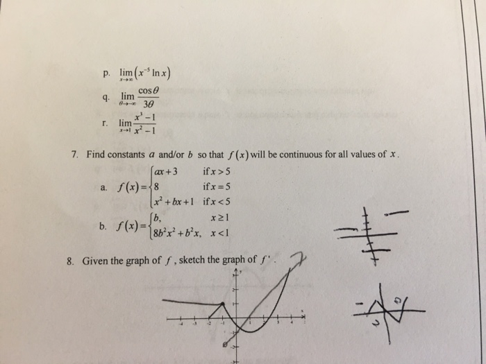 Solved Find constants a and/or b so that f(x) will be | Chegg.com