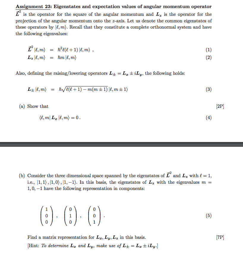 Solved Assignment 23 Eigenstates And Expectation Values Of
