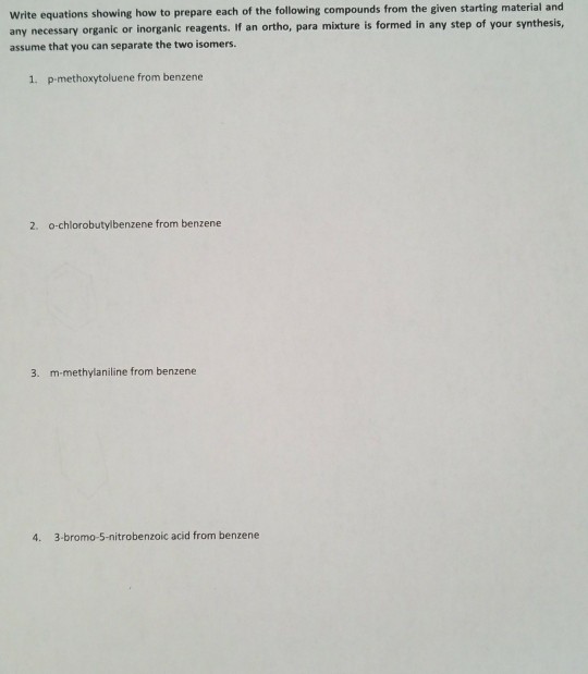 Solved Write equations showing how to prepare each of the | Chegg.com