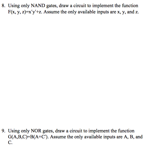 Solved Using only NAND gates, draw a circuit to implement | Chegg.com