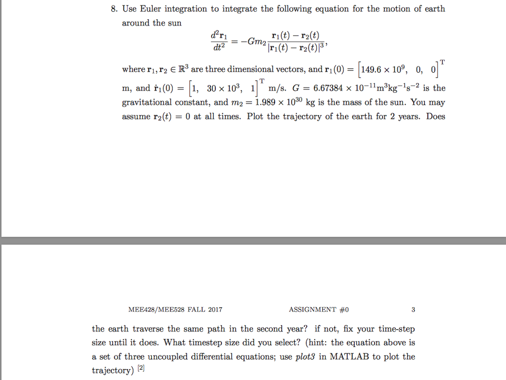 Solved 8. Use Euler integration to integrate the following | Chegg.com